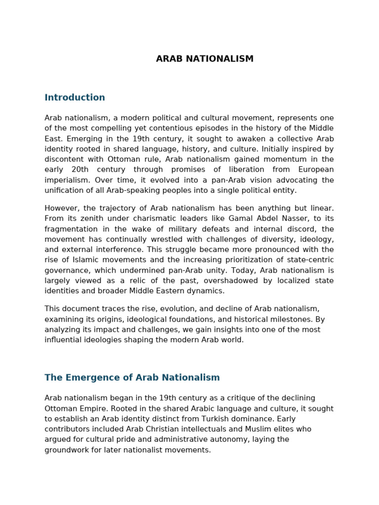Arab Nationalism | PDF | Arab Nationalism | Pan Arabism