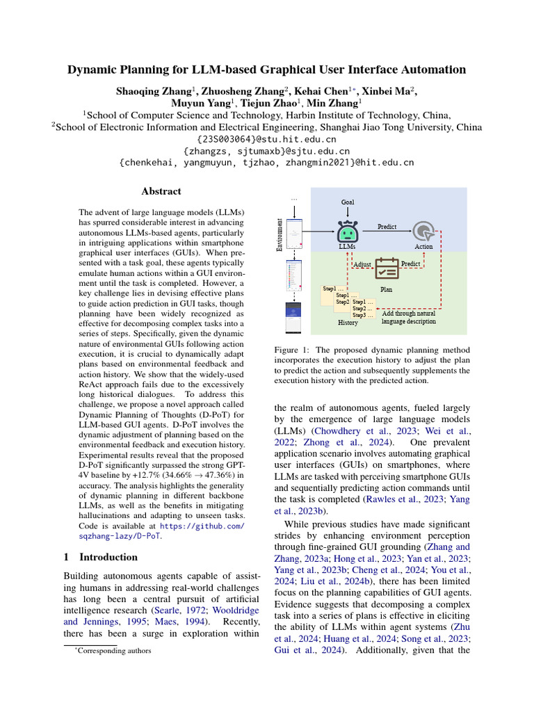 Dynamic Planning For Llm Based Graphical User Interface Automation Pdf Computing