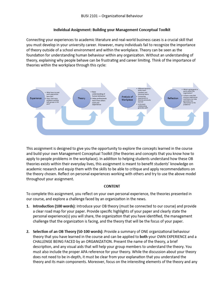 Management Experience Assignment (Individual) Fall 2024 | PDF | Theory ...