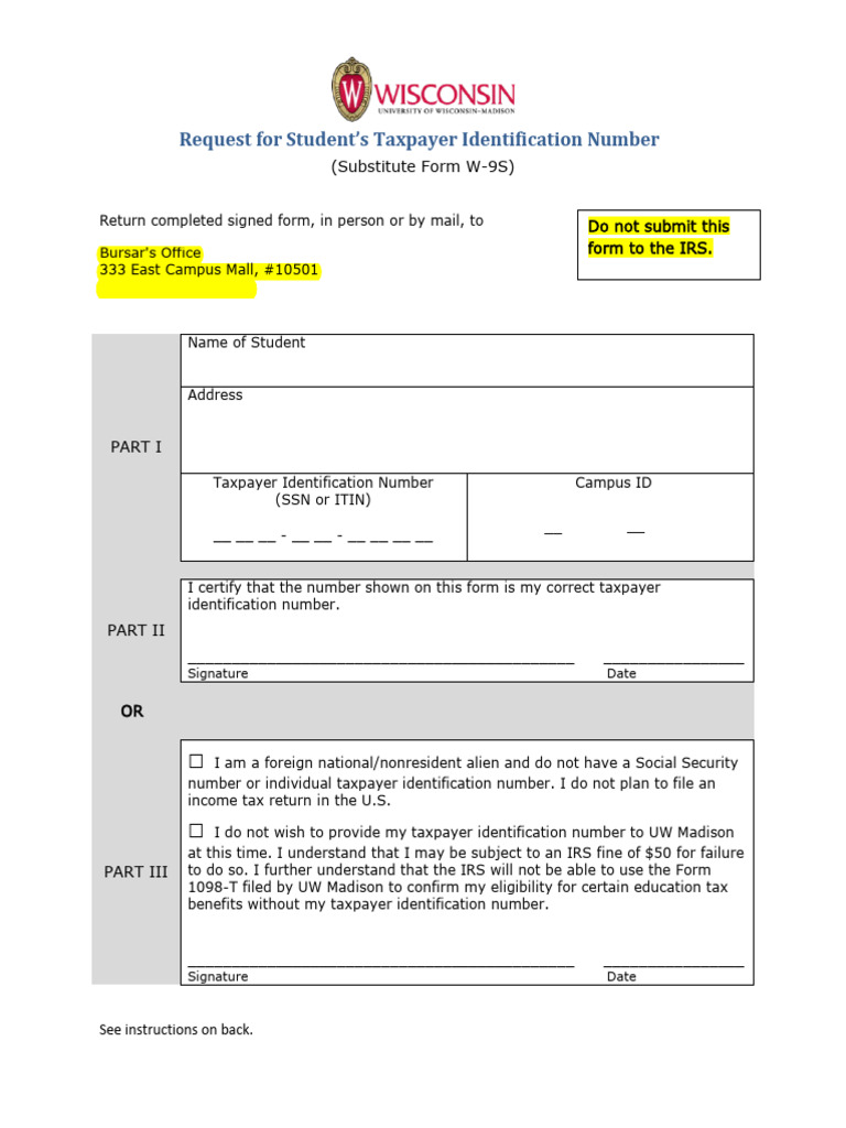 Tin Request | PDF | Social Security Number | Internal Revenue Service