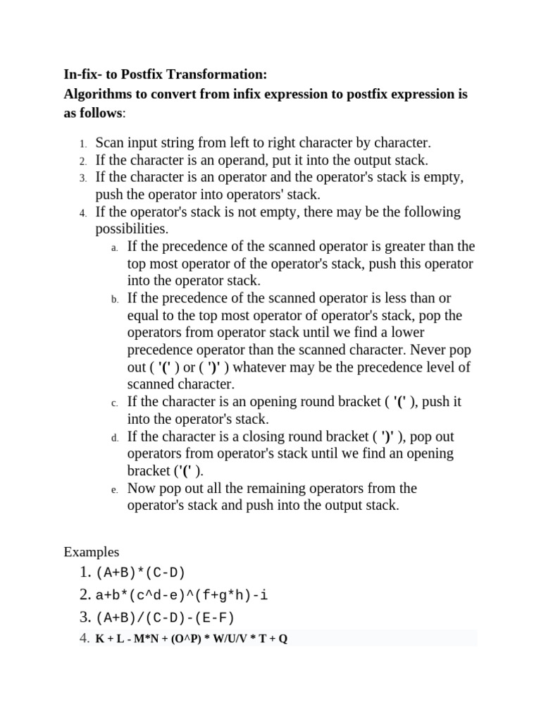 In-fix- to Postfix & prefix Conversion | PDF | Computer Science | Computer Engineering