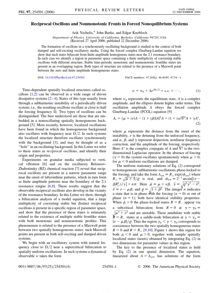 Arik Yochelis, John Burke and Edgar Knobloch - Reciprocal Oscillons and ...