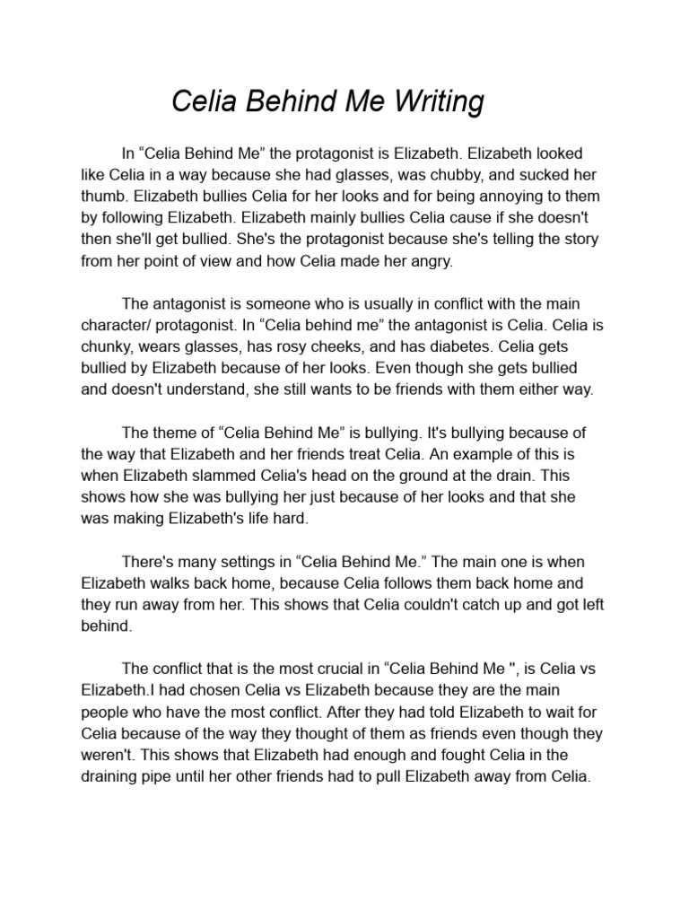 Bullying Dynamics in "Celia Behind Me" | PDF