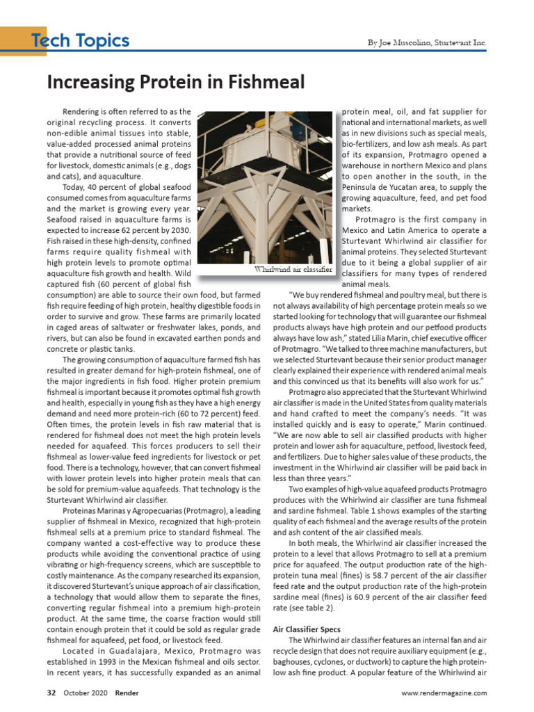 Increasing Protein in Fishmeal | PDF | Fishing Industry | Fish And Humans
