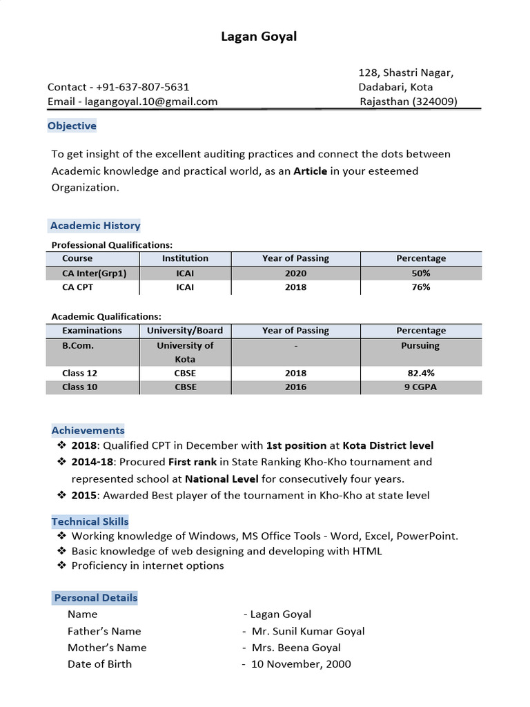 Lagan Goyal Resume | PDF