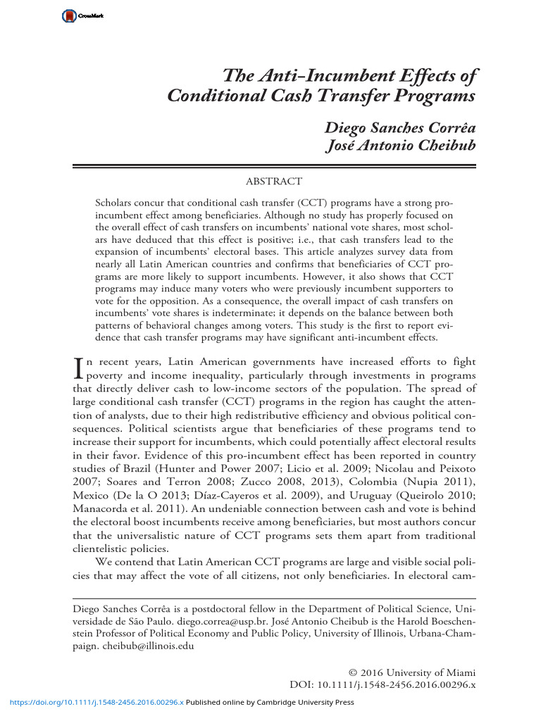 Div Class Title The Anti Incumbent Effects of Conditional Cash Transfer ...