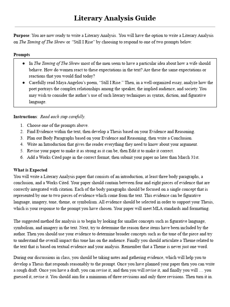 Literary Analysis Guide | PDF | Reason | Evidence