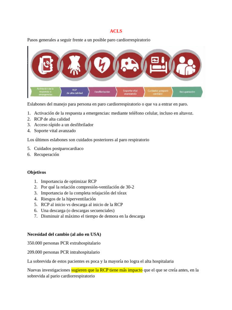 ACLS: Guía Completa para RCP Efectiva | PDF | Reanimación ...