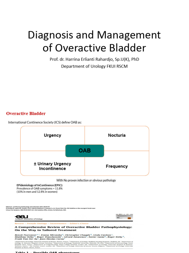 Diagnosis and Management of Overactive Bladder | PDF | Urinary ...