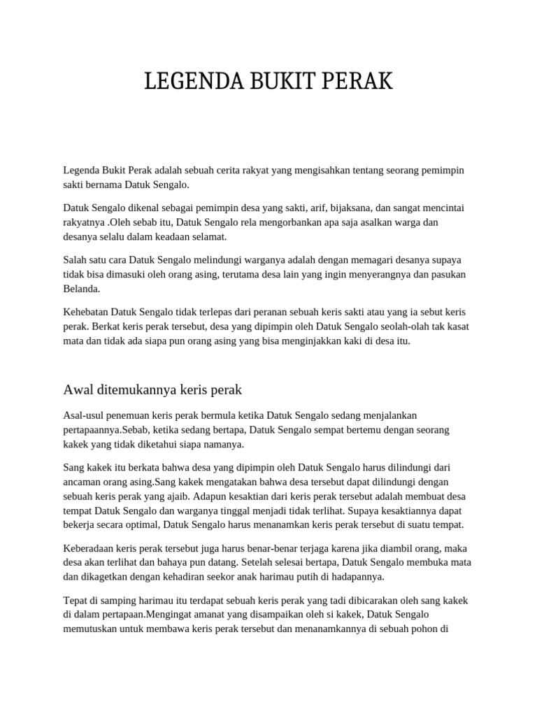 LEGENDA BUKIT PERAK | PDF