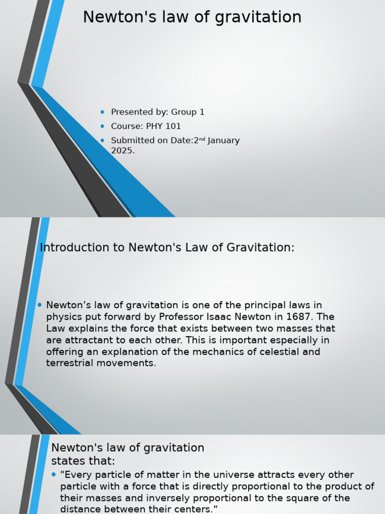 GROUP 1 Phy 101 Presentation | PDF | Gravity | Force