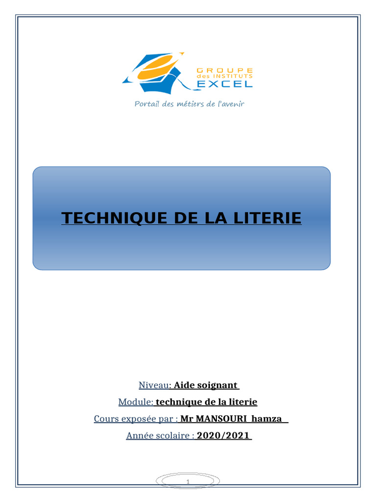 Technique de La Literie Hamza | PDF | Spécialités médicales | Médecine clinique