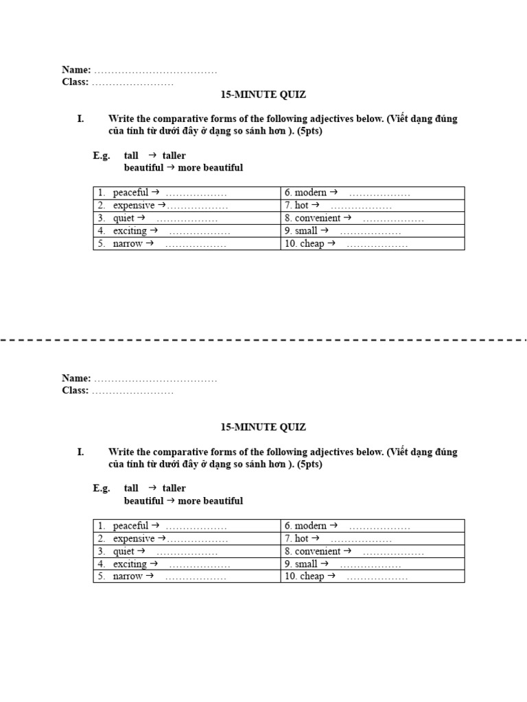 Quiz-Unit 4-Comparative | PDF