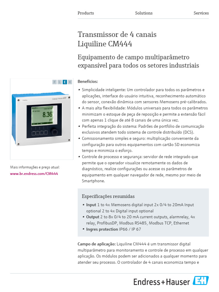 Endress-Hauser Liquiline CM444 PT | PDF | Sensor | Internet Protocol Suite