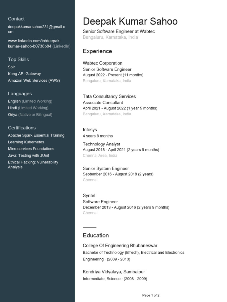 Deepak Sahoo Wabtec Profile | PDF
