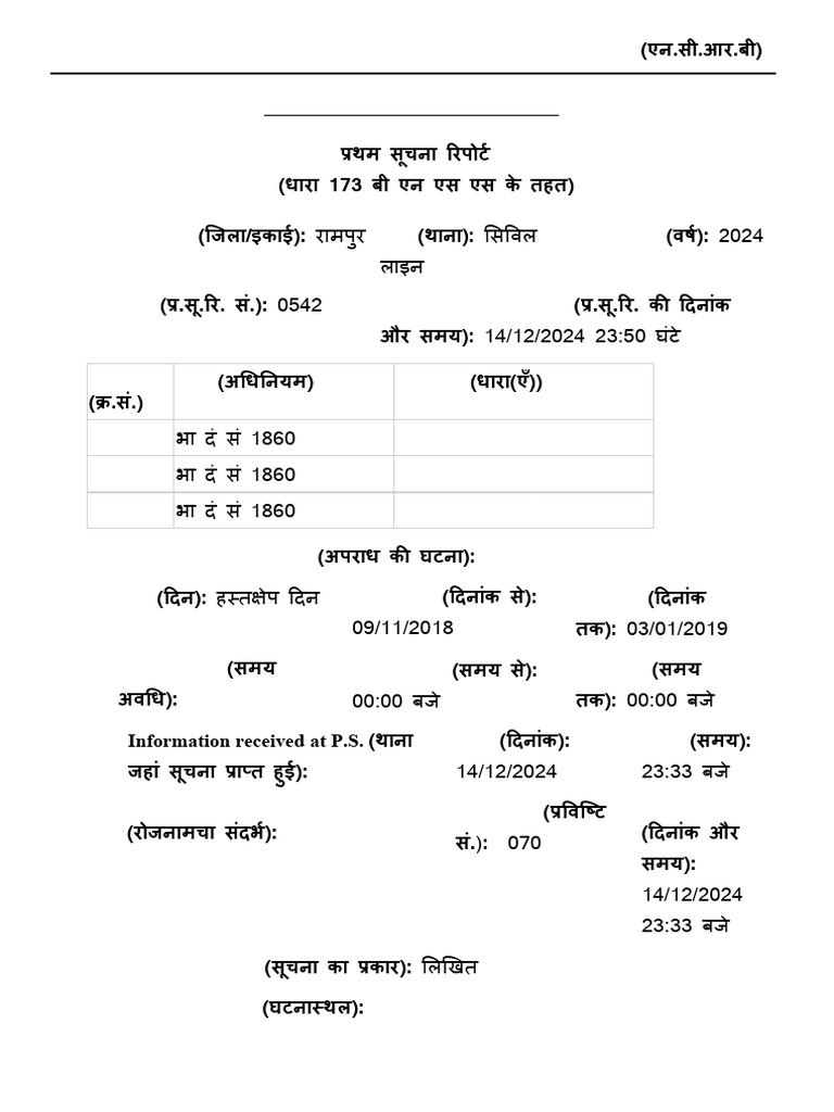 FIR SIT Rampur | PDF