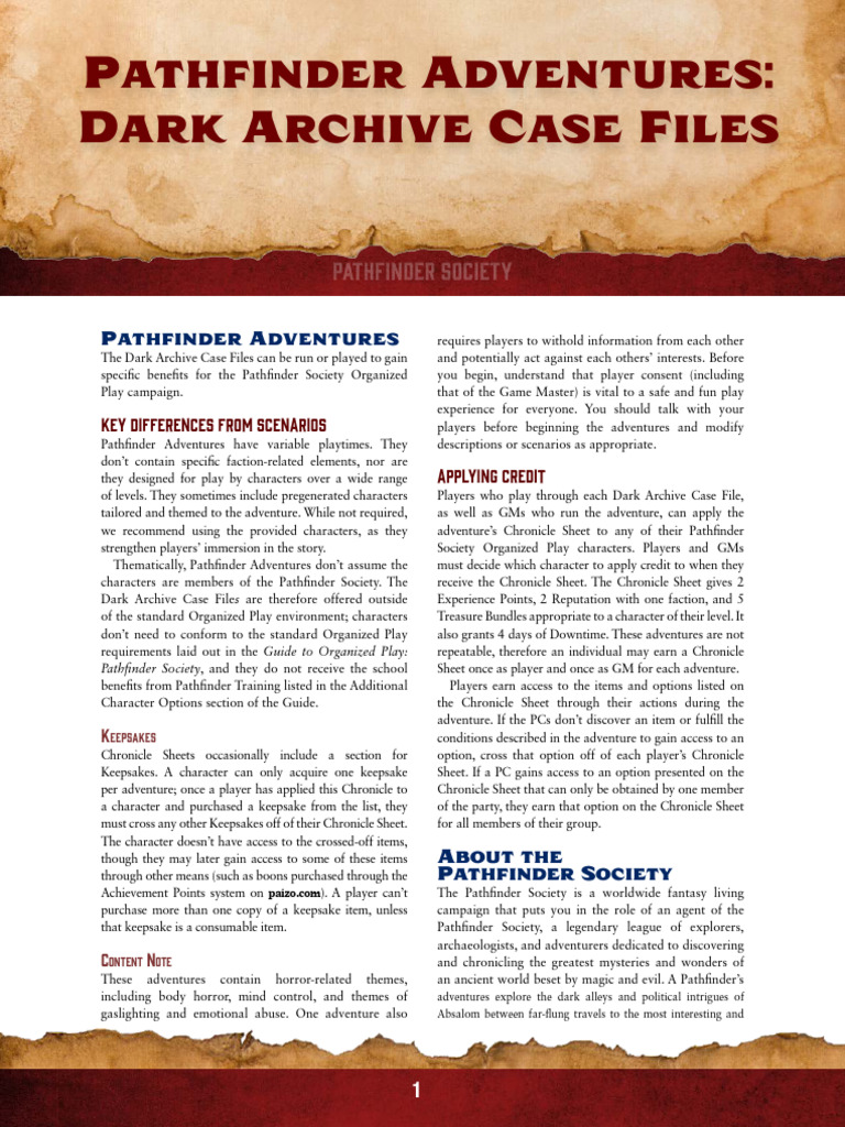 Dark Archive Case Files Overview | PDF | D20 System | Fantasy Role ...