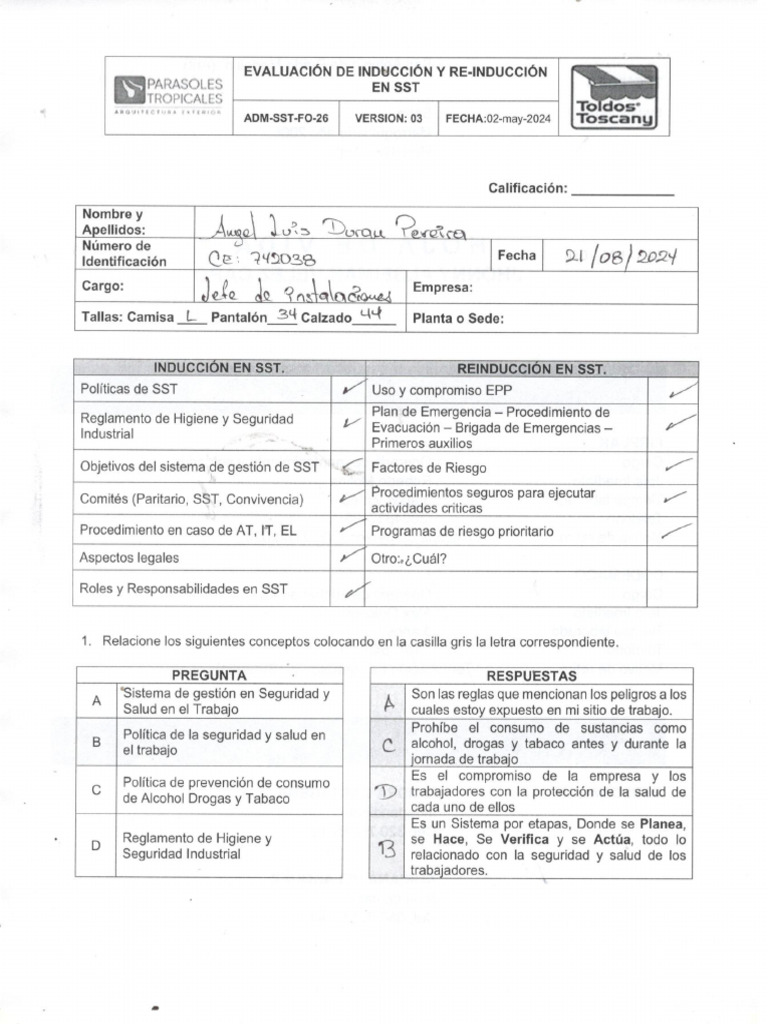 Evaluacion de Induccion y Re Induccion Angel Duran | PDF