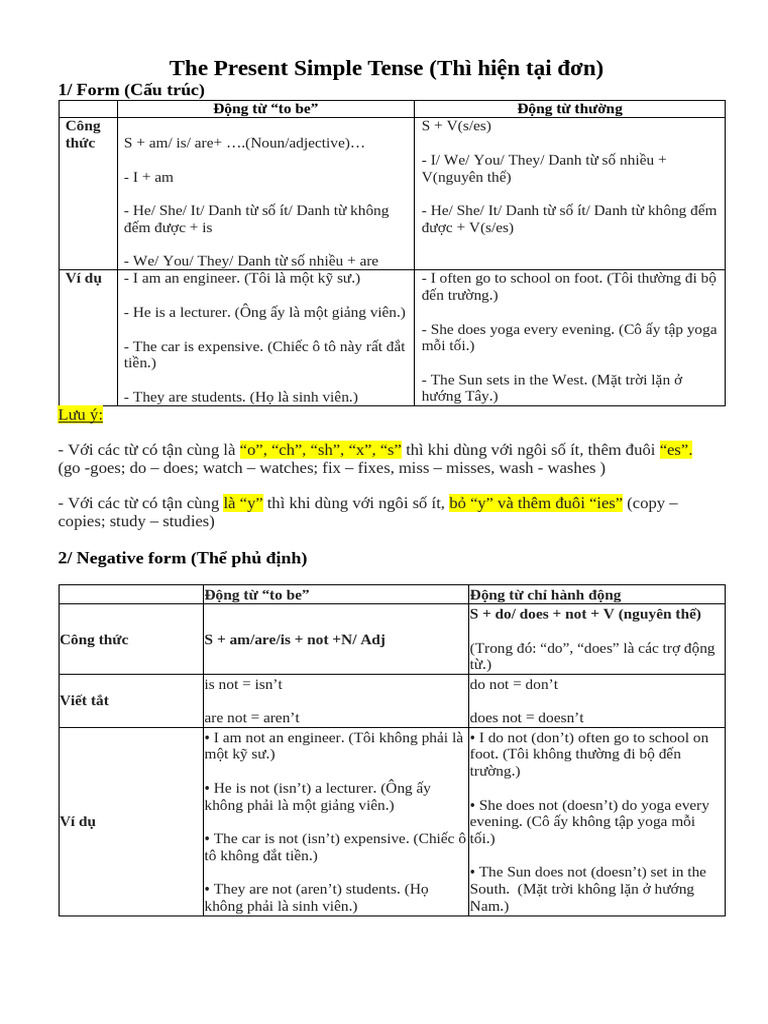 The Present Simple Tense | PDF