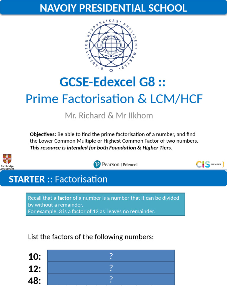 GCSE PrimeFactorisationLCMHCF | PDF | Factorization | Mathematics