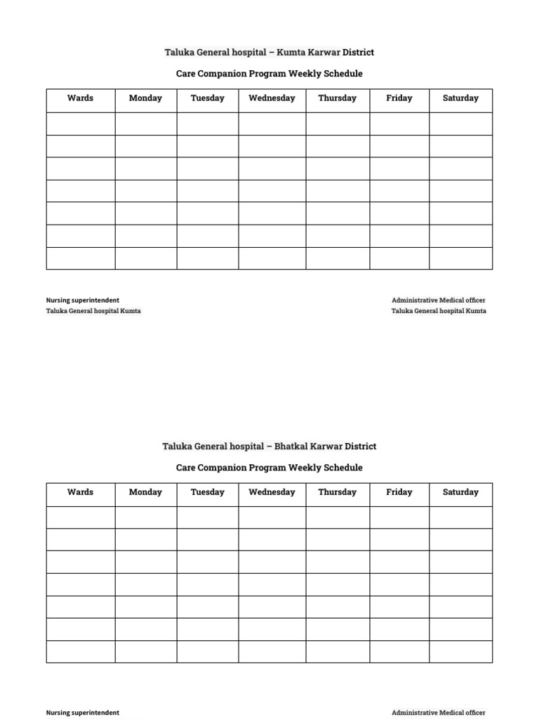 CCP - Weekly - Schedule - Templet | PDF