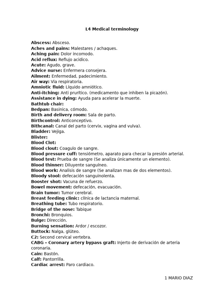 L4 Medical Terminology | PDF | Especialidades Medicas | Ciencias de la ...
