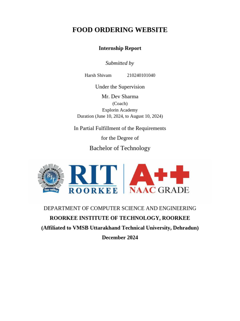 HarshShivam Internship Report 7 Sem | PDF | Usability | Java Script