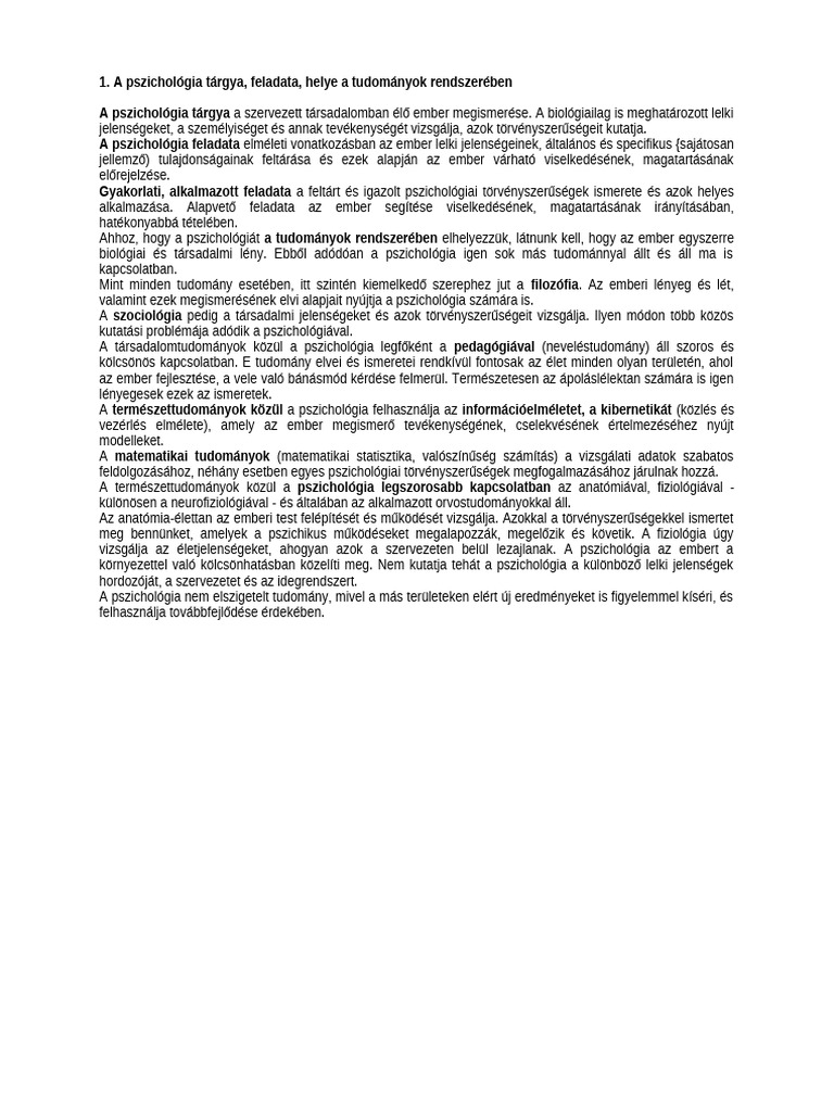 01 A Pszichológia Tárgya | PDF