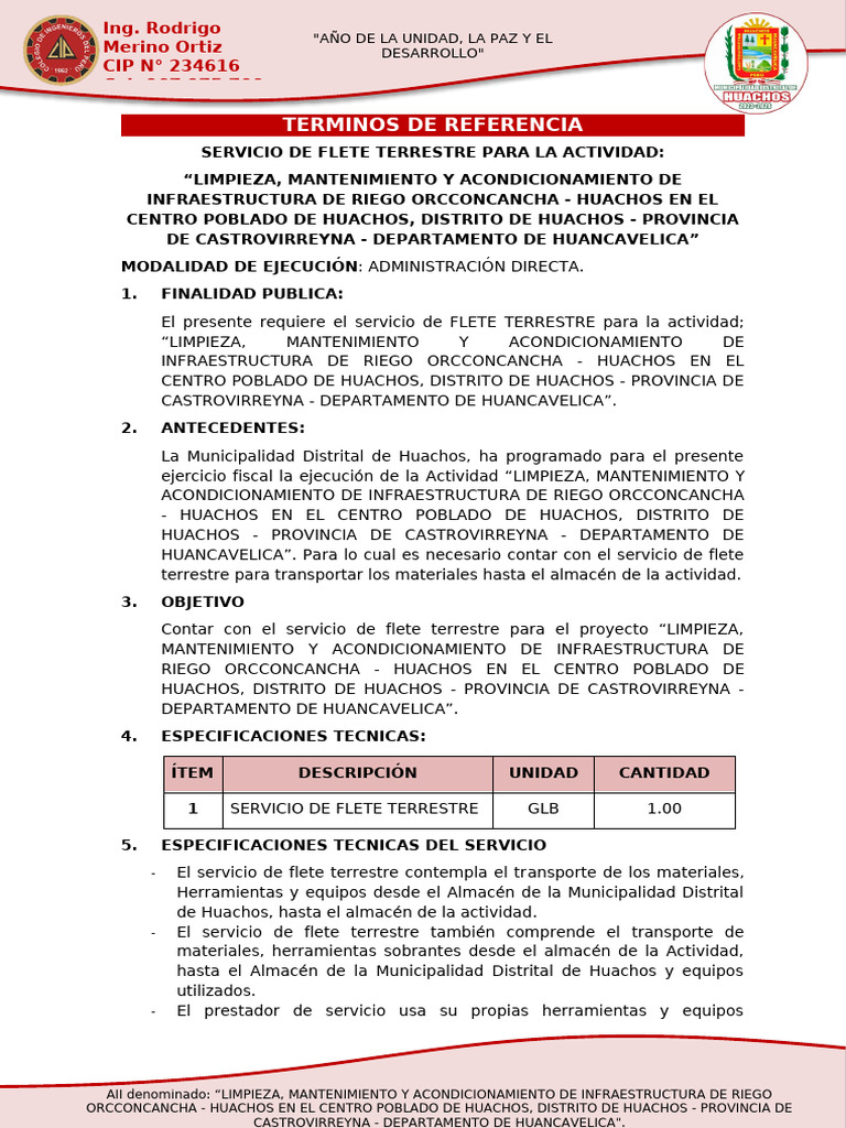 TDR - 12 FLETE TERRESTRE | PDF