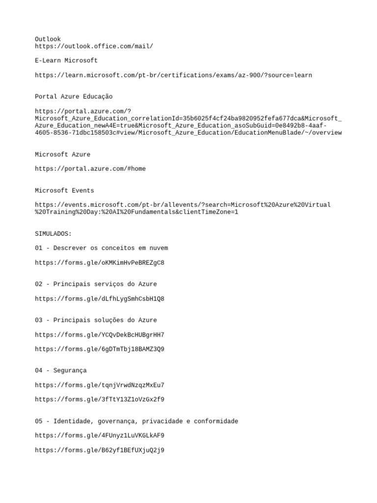 Links Importantes AZ900 20230808 | PDF