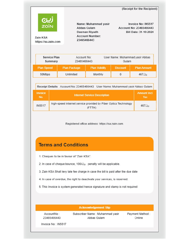 Internet Invoice (Freeforonline - Com) | PDF