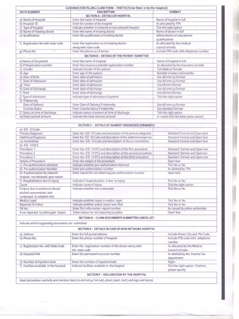 Guidance Filling Claim Form - Part B Scan Copy | PDF