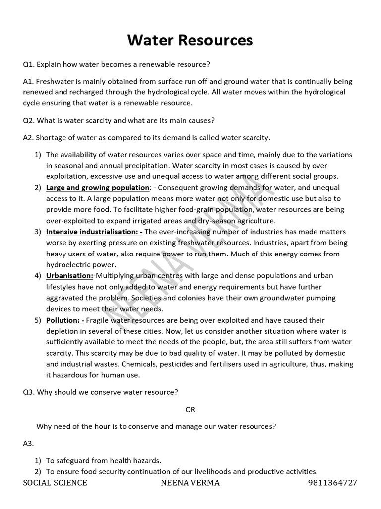 Water Resources | PDF | Water Resources | Water Scarcity