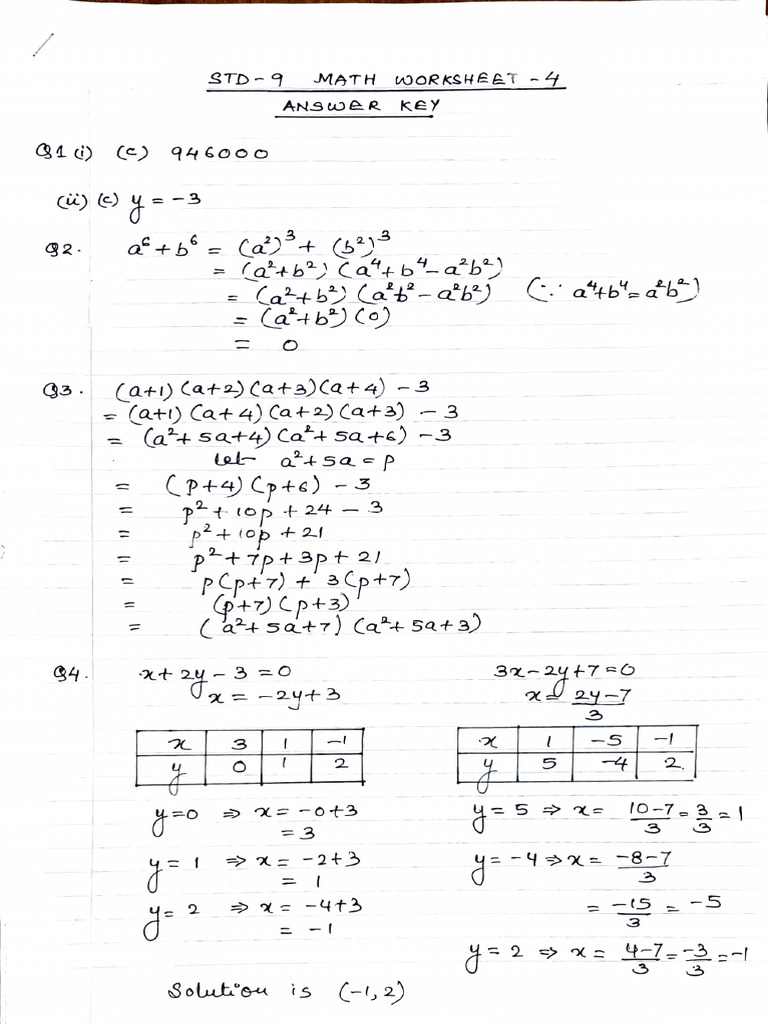 STD 9 Math Worksheet - 4 (AK) | PDF