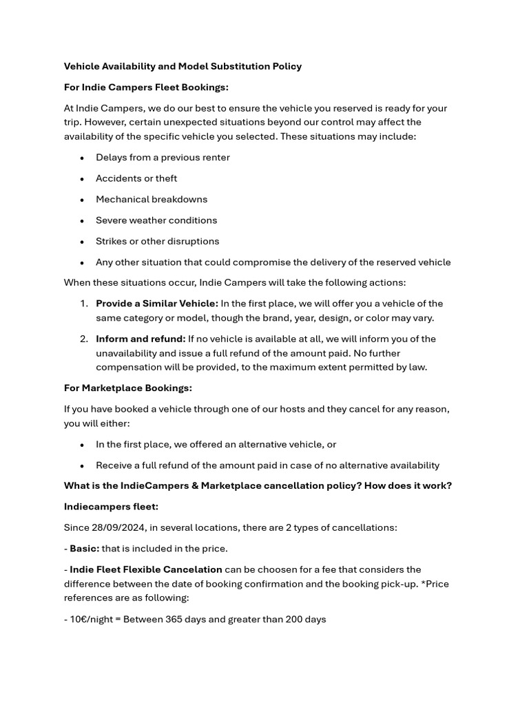 Vehicle Availability and Model Substitution Policy | PDF | Credit Card ...