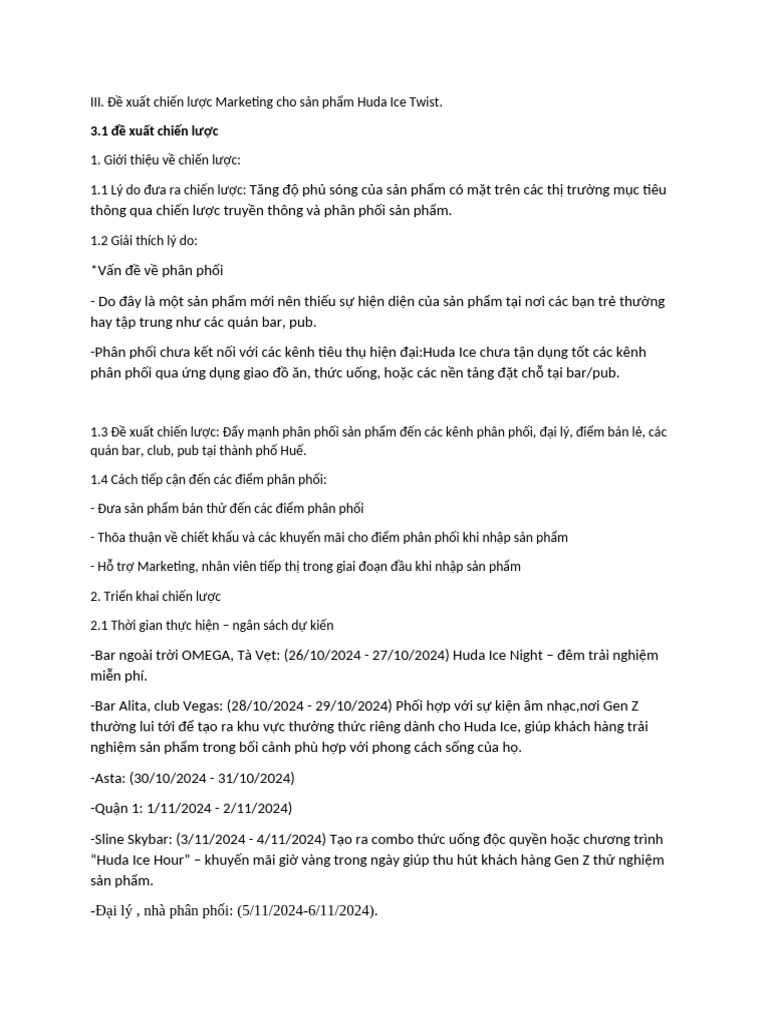Phần III Đề xuất chiến lược cho sản phẩm Huda Ice Twist | PDF