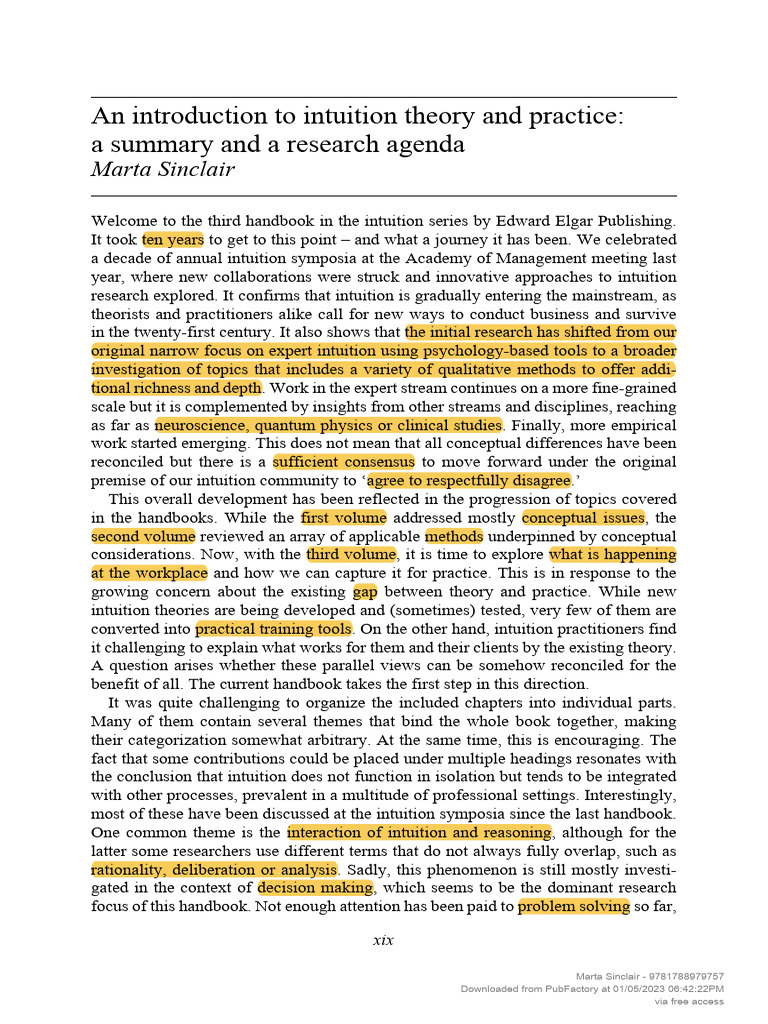 An Introduction To Intuition Theory and Practice - A Summary and A ...