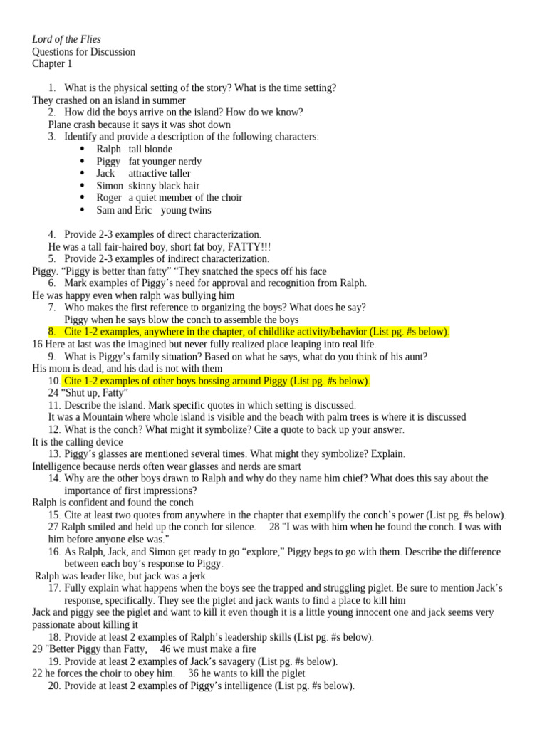 U3 LOTF Study Guide | PDF