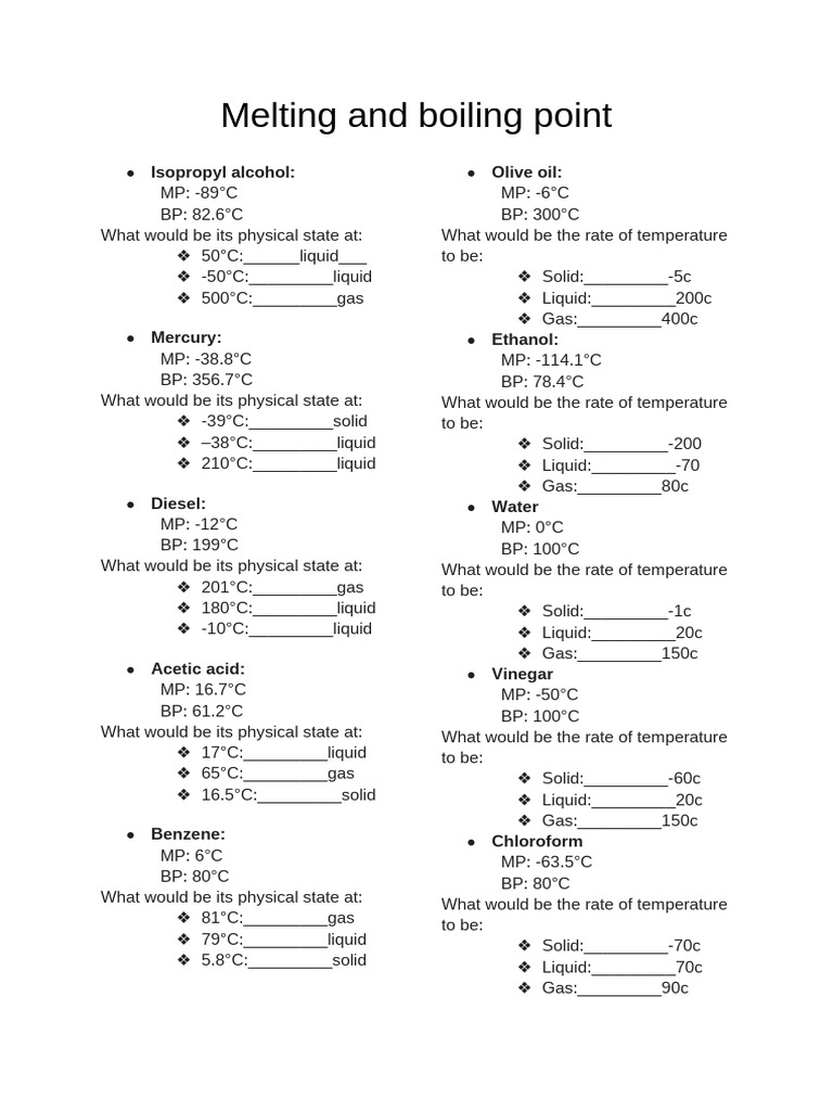 Melting and Boiling Point | PDF | Liquids | Ethanol