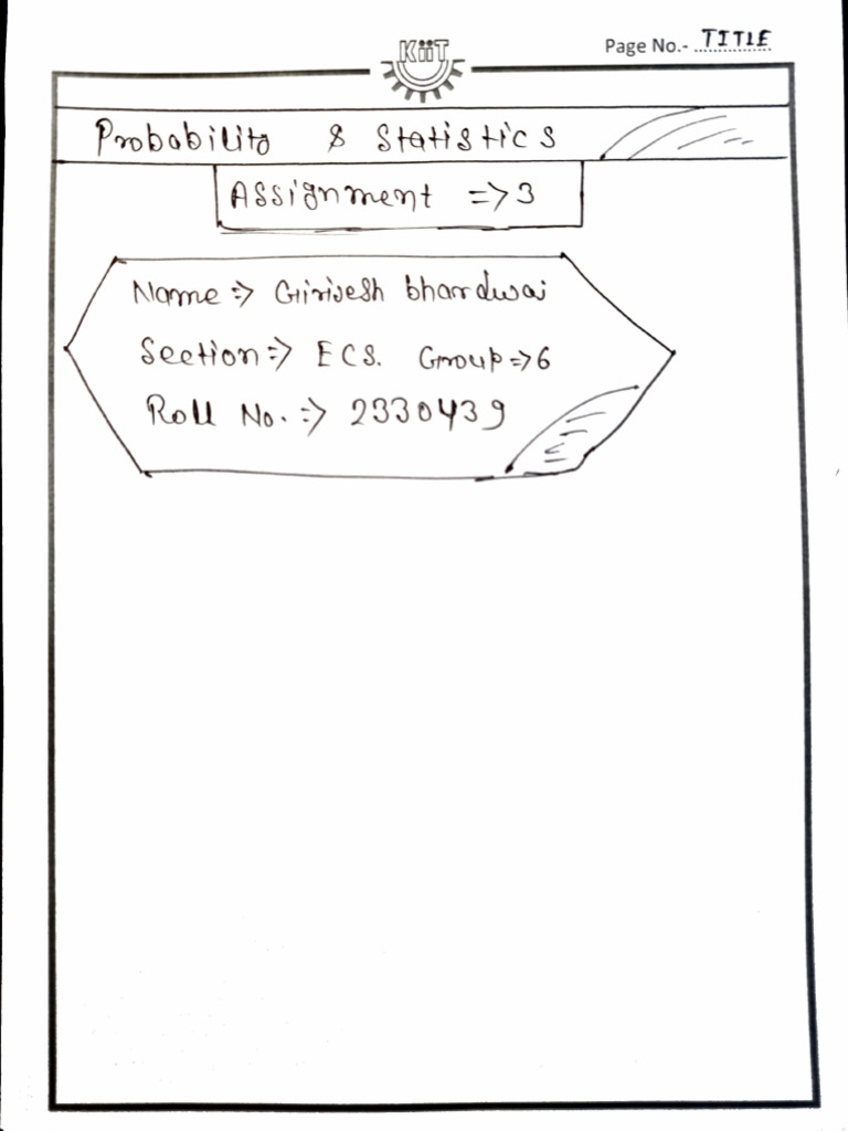 Probability & Statistics Assignment 3 (2330439) | PDF