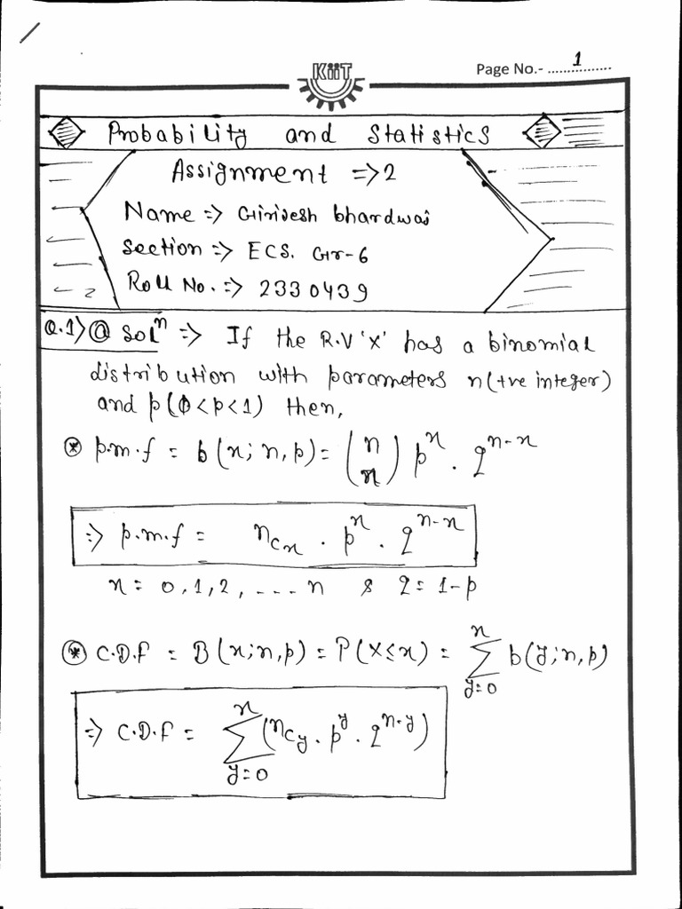 Probability & Statistics (Assignment 2) (2330439) | PDF | Quantitative Research | Number Theory