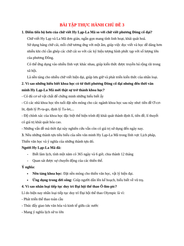 Bai Tap Thuc Hanh Chu de 3 | PDF