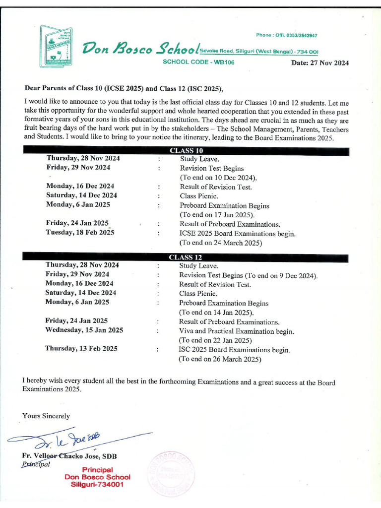 Notice For Classes 10 & 12 | PDF