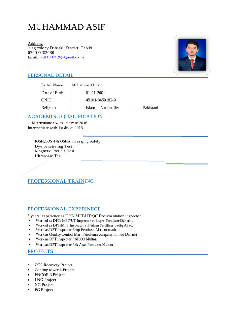 Muhammad Asif CV. | PDF