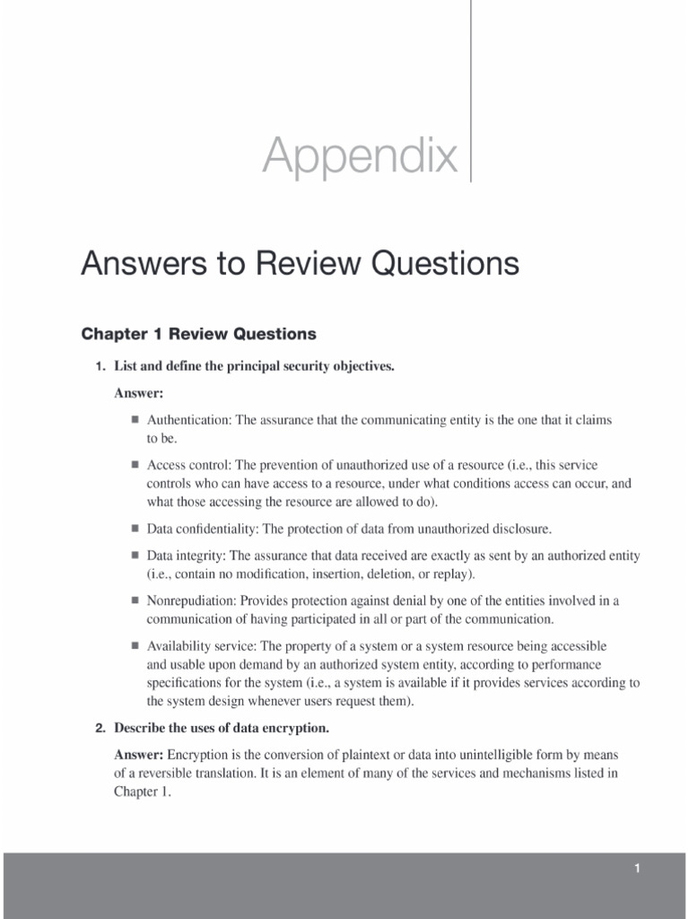 Stallings Online - Indd - Review-Answers Appendix | PDF