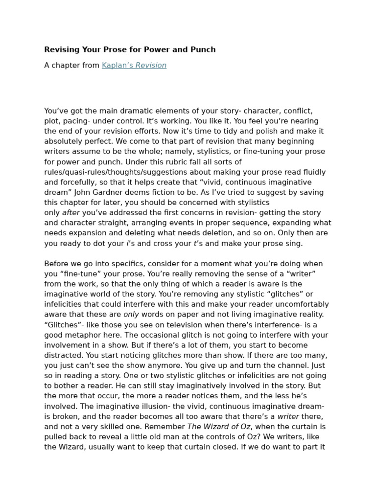Revising Your Prose For Power and Punch | PDF | Sentence (Linguistics ...
