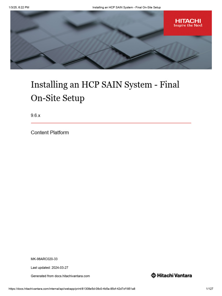 Installing An HCP SAIN System - Final On-Site Setup | PDF | Solid State Drive | Computer Network