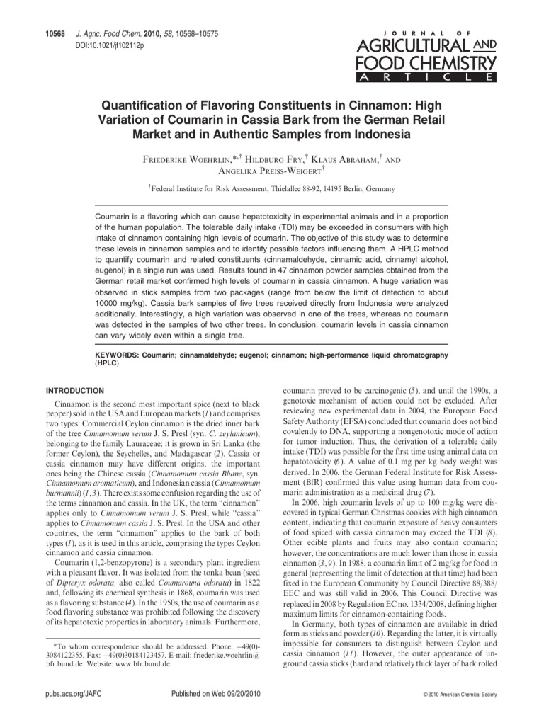 High Variation of Coumarin in Casia Bark | PDF | Cinnamon