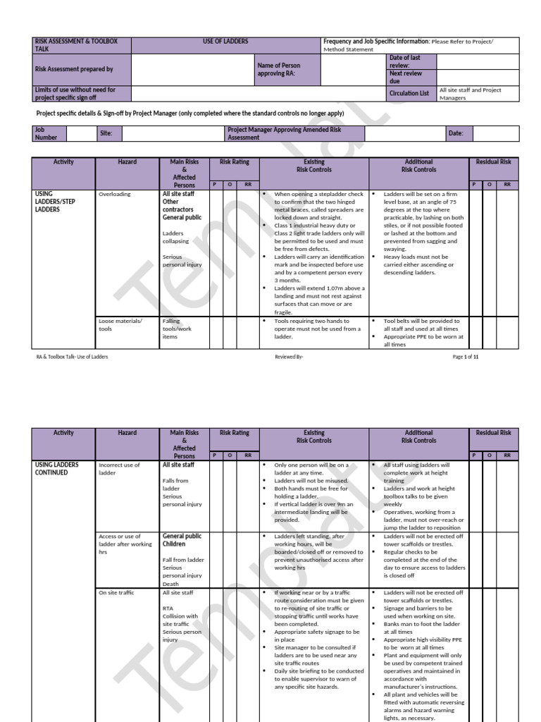 BESA RA & TBT Use of Ladders | PDF | Ladder | Occupational Safety And Health