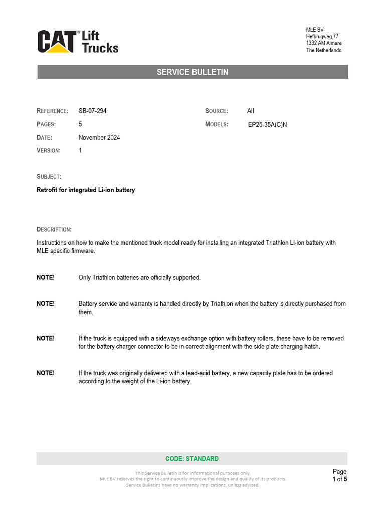 SB-07-294c - Retrofit For Integrated Li-Ion Battery | PDF ...